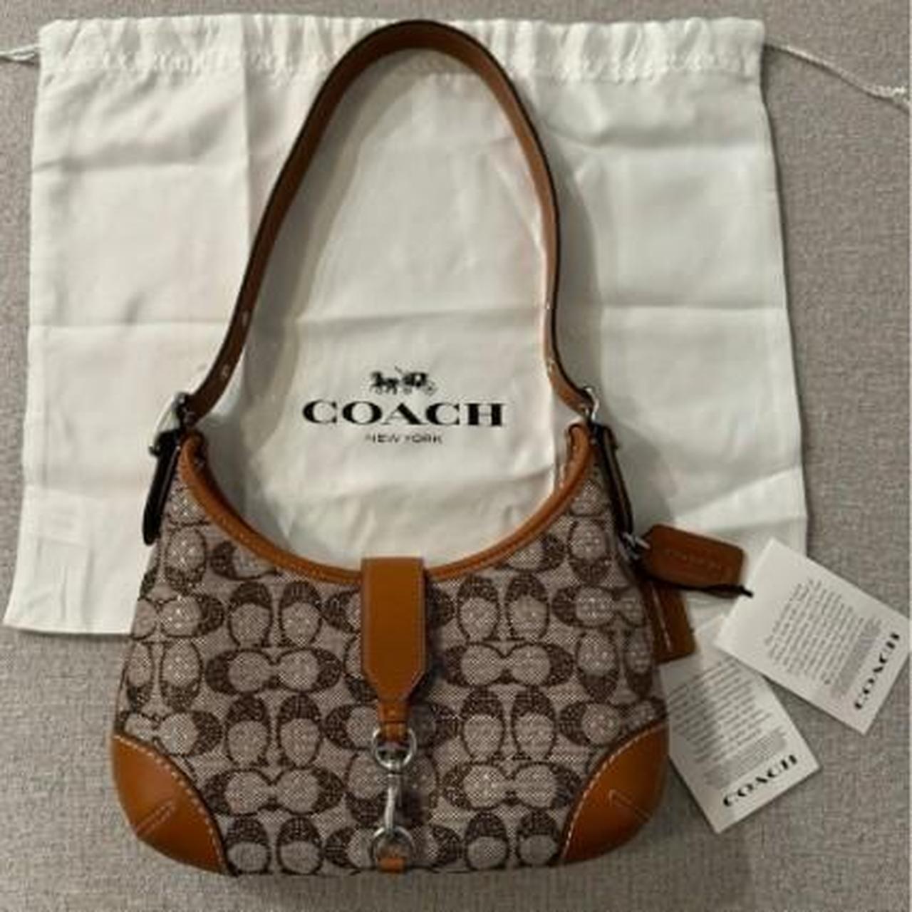 Coach hamptons hobo bag in crystal signature... - Depop