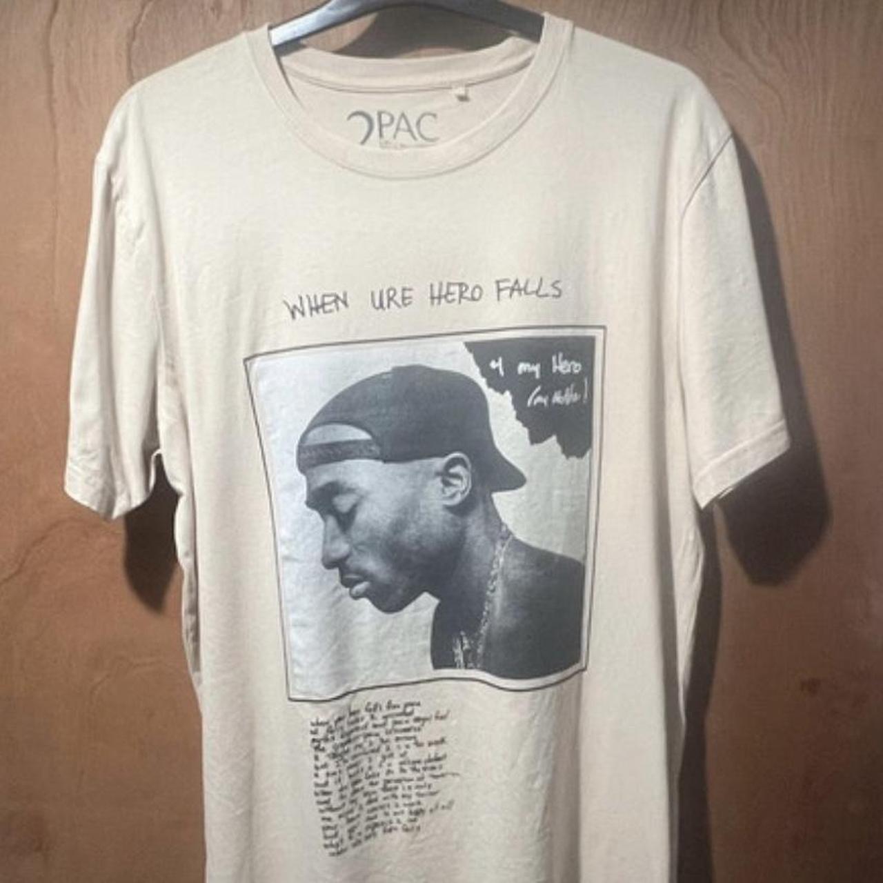 Beige Tupac Oversized Graphic T-shirt Size- S... - Depop