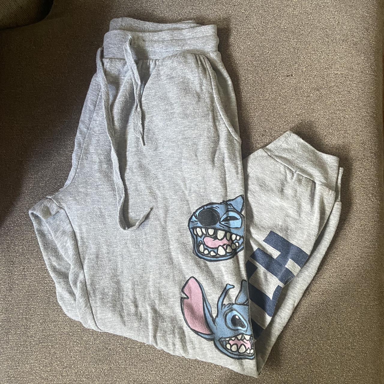 disney stitch cuffed grey sweatpants joggers - Depop
