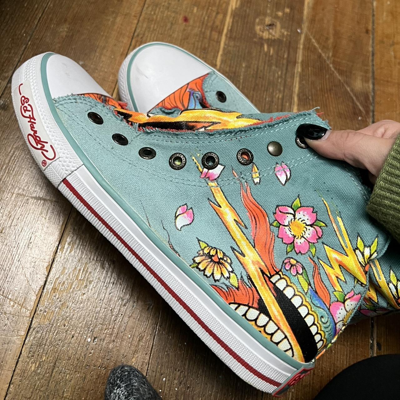 Gently worn Ed hardy slip on shoes!!!! Size 9 in women - Depop