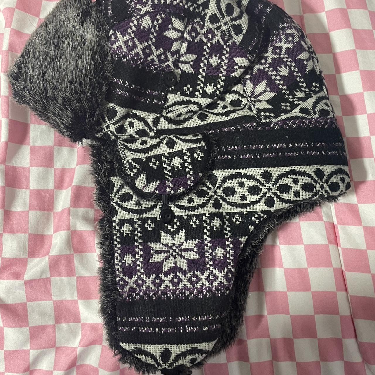🐾 ; Purple Y2K scene ushanka Brand new, worn once... | Depop