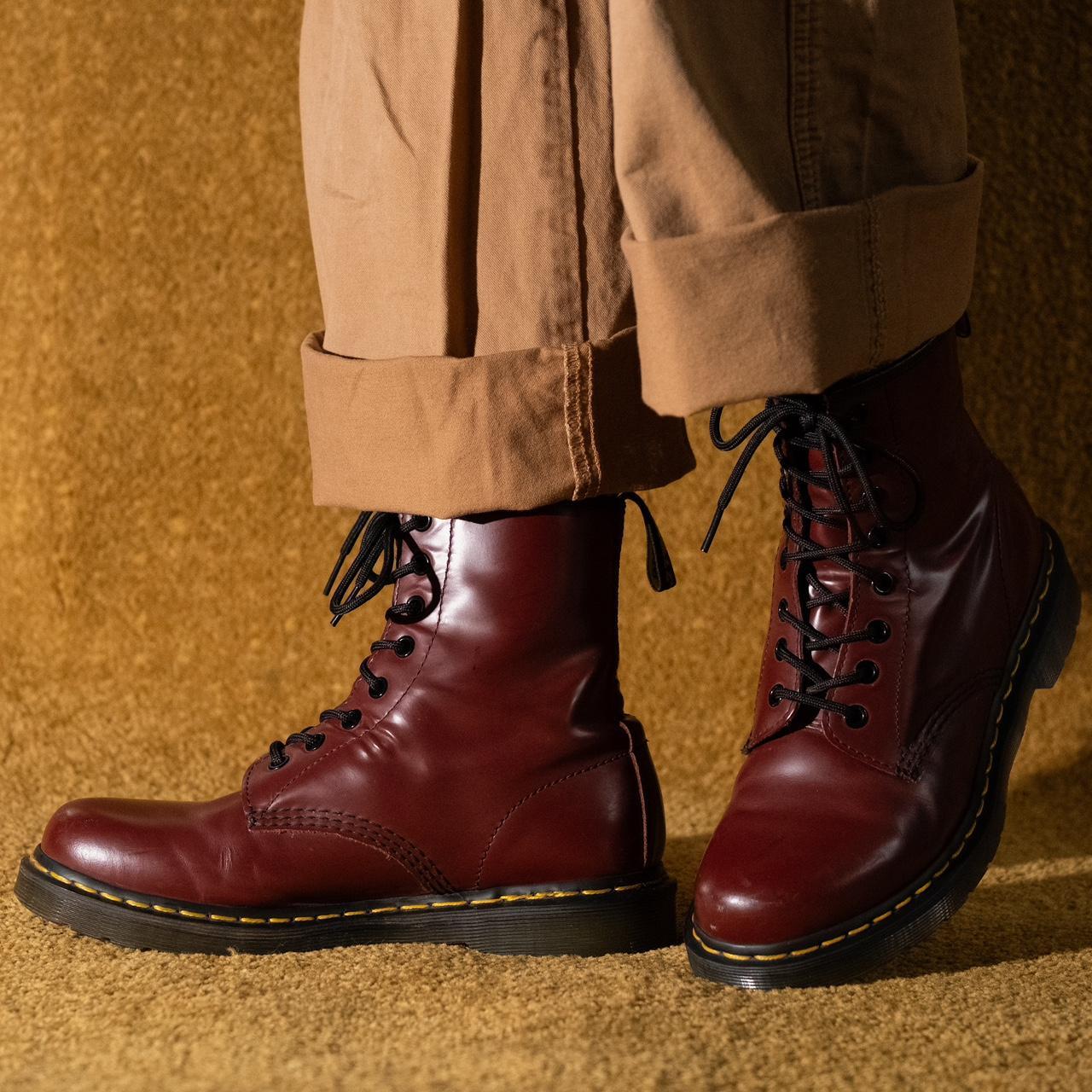 Doc Martens Red Boots “1460 Smooth Leather Lace Up... - Depop