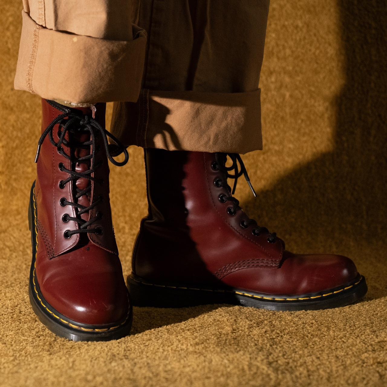 Doc Martens Red Boots “1460 Smooth Leather Lace Up... - Depop