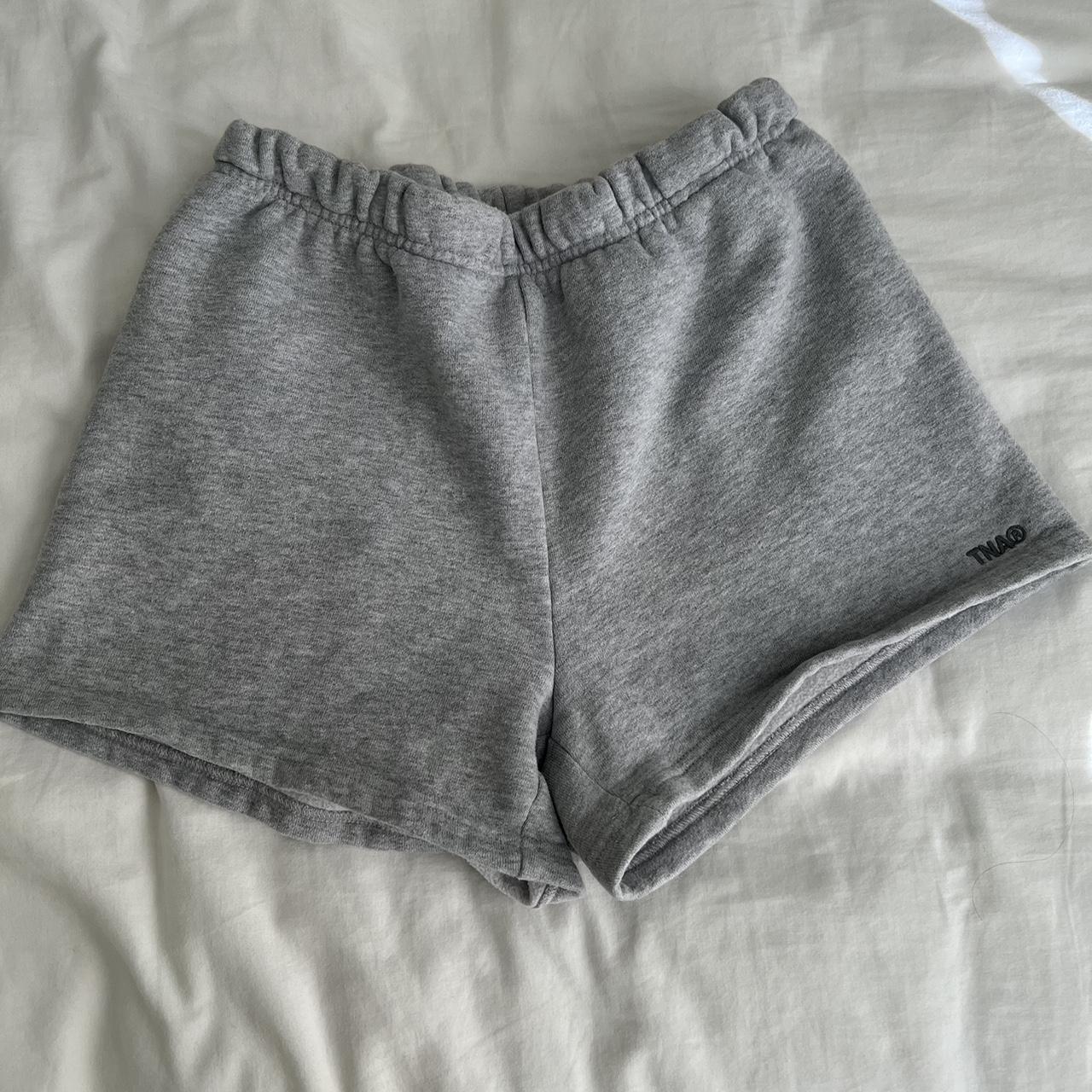 aritzia tna fleece sweat shorts in grey #tna... - Depop
