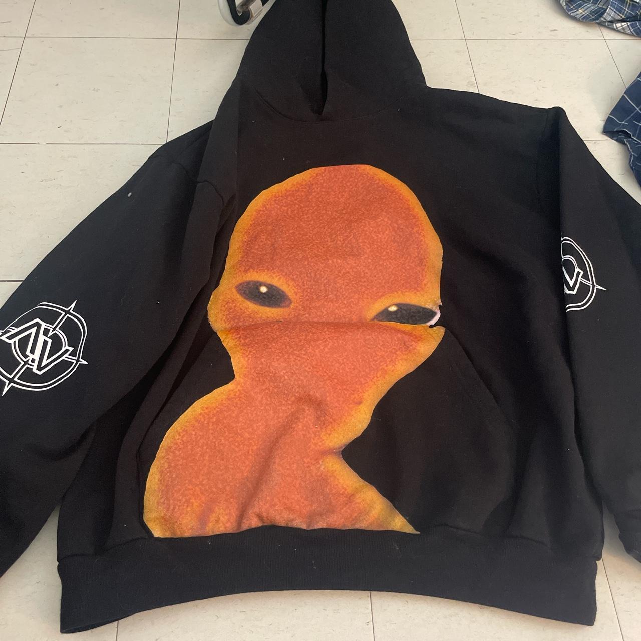 baggy alien graphic hoodie with cool graphic on... - Depop