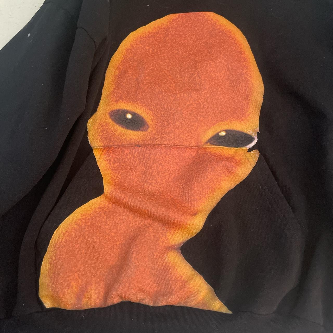 baggy alien graphic hoodie with cool graphic on... - Depop