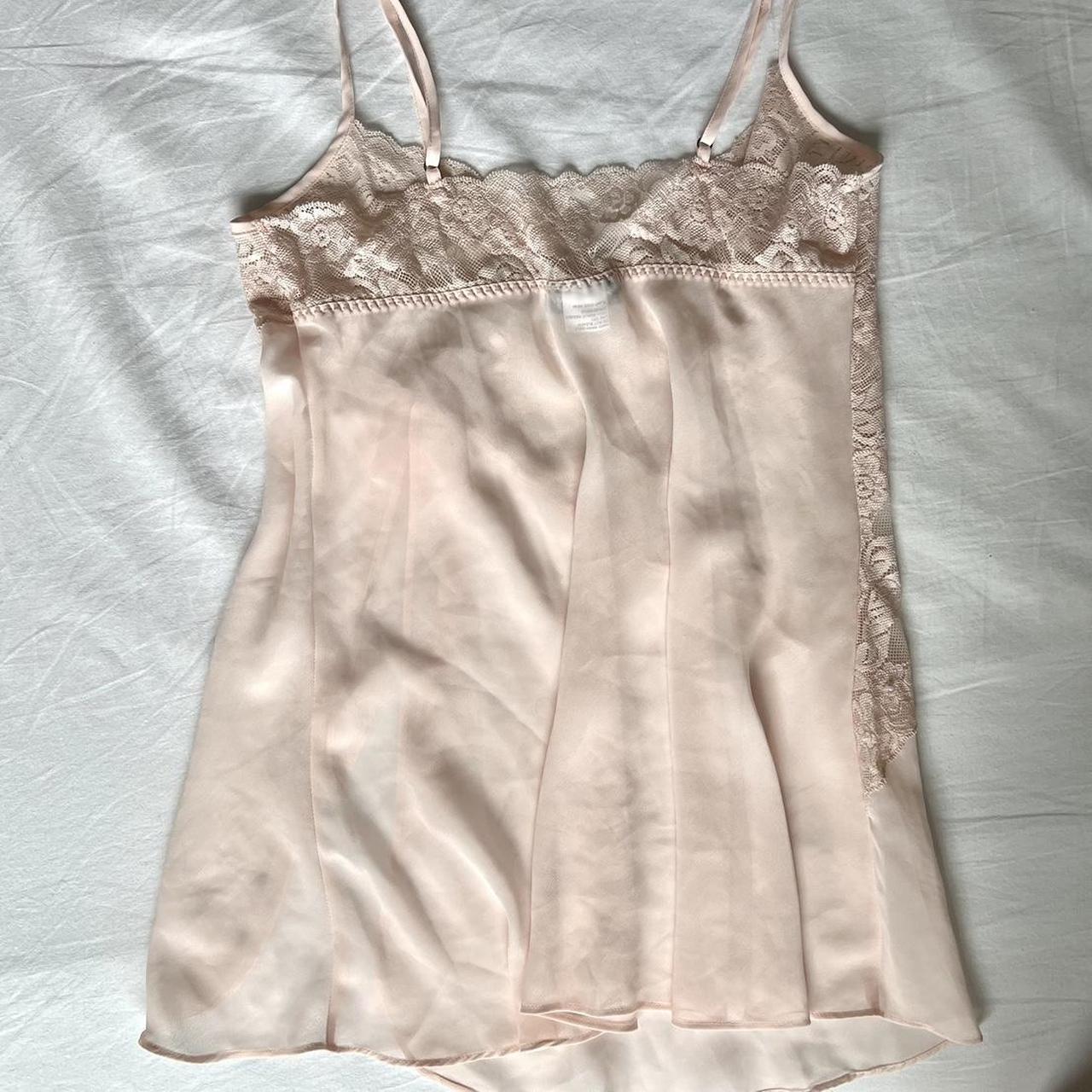 Lace and sheer light pink flowy cami tank Marked as... - Depop