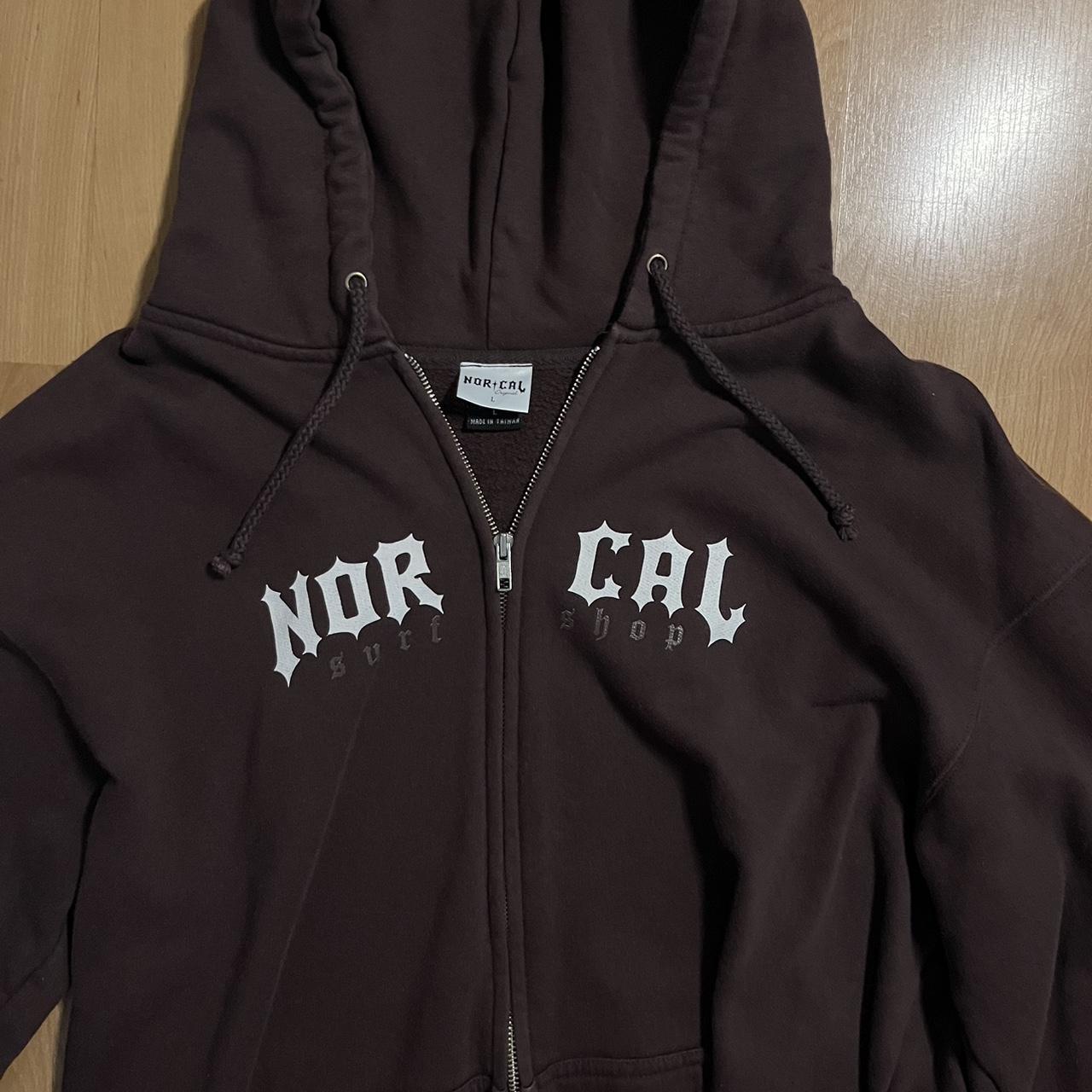 vintage brown norcal surfshop zip-up size:... - Depop