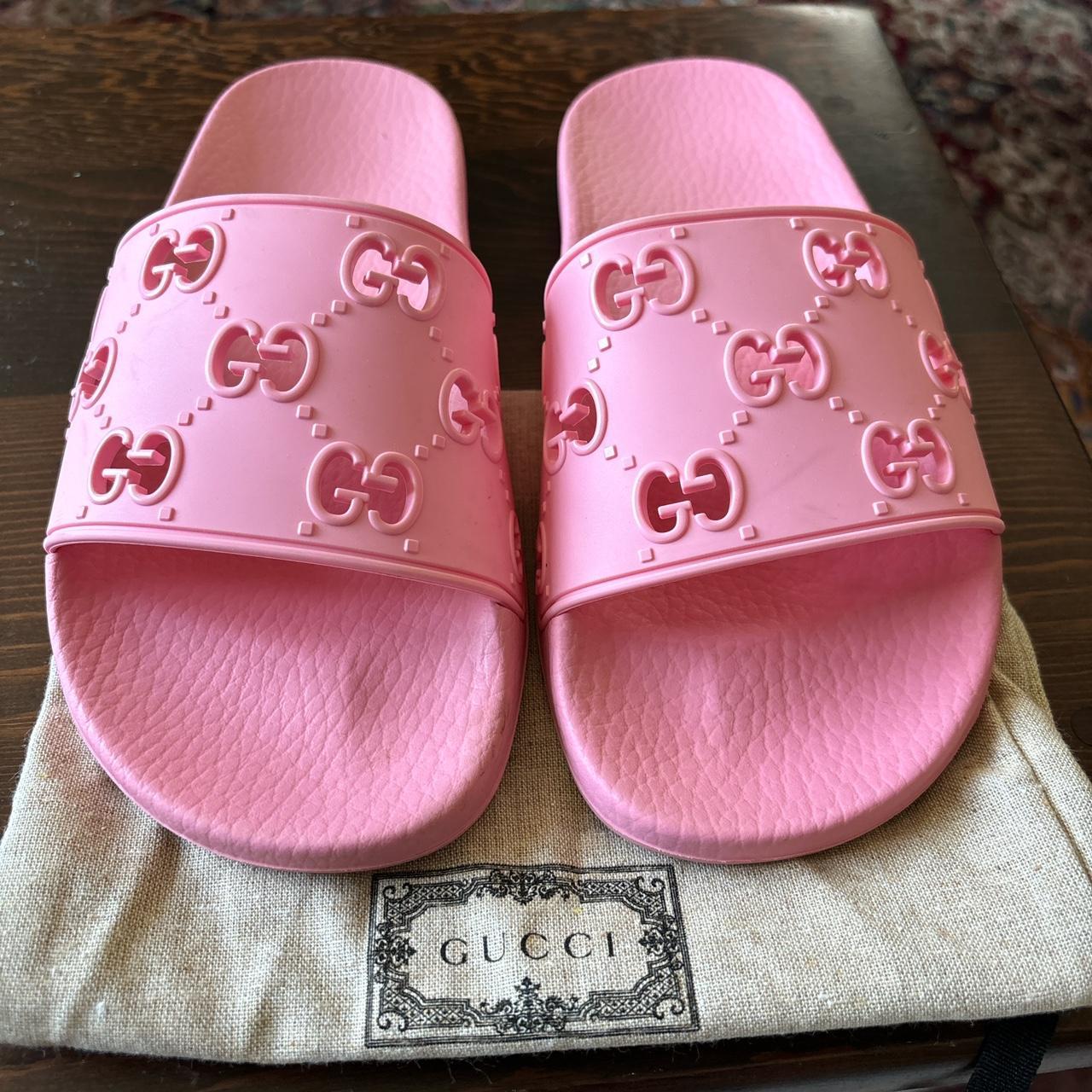 pink gucci slides - Depop
