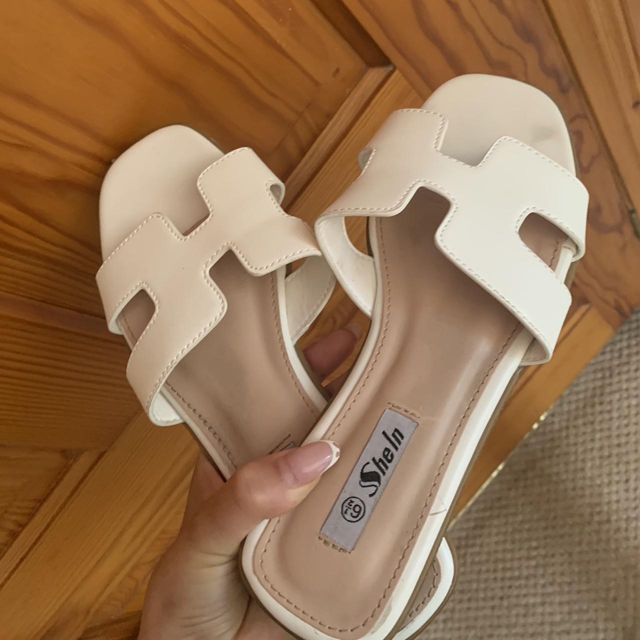 White SHEIN sandals Worn once - Depop
