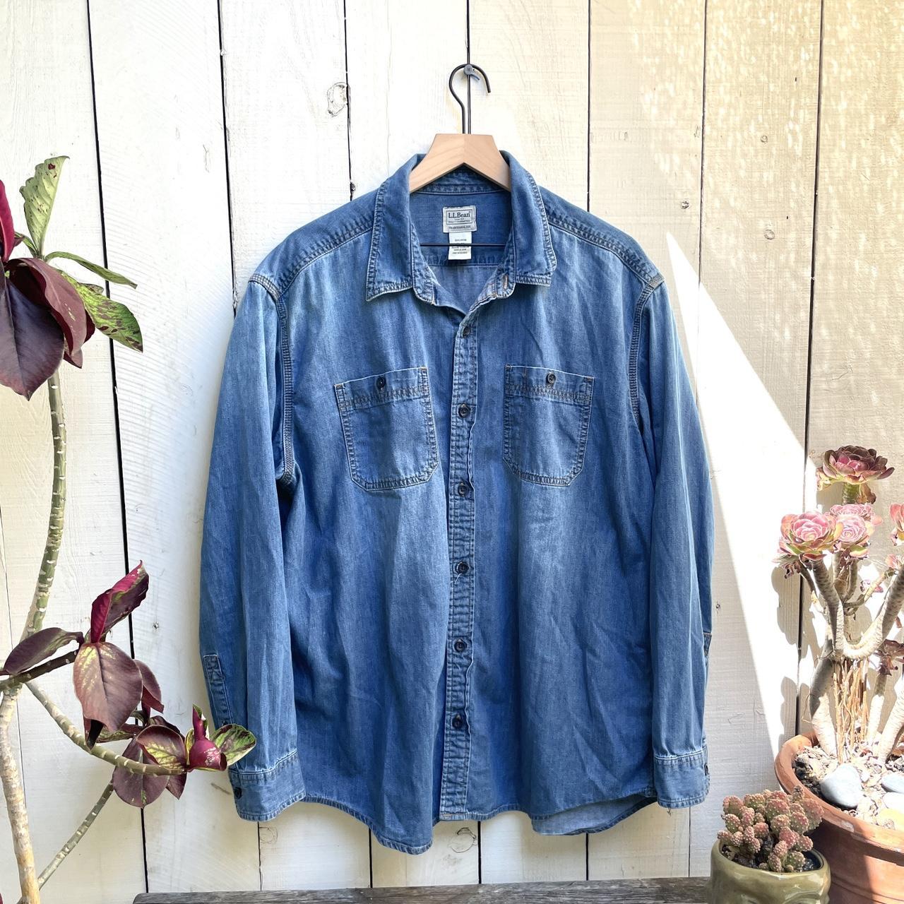 Vintage LL Bean Denim Long Sleeve Button Up amazing... - Depop