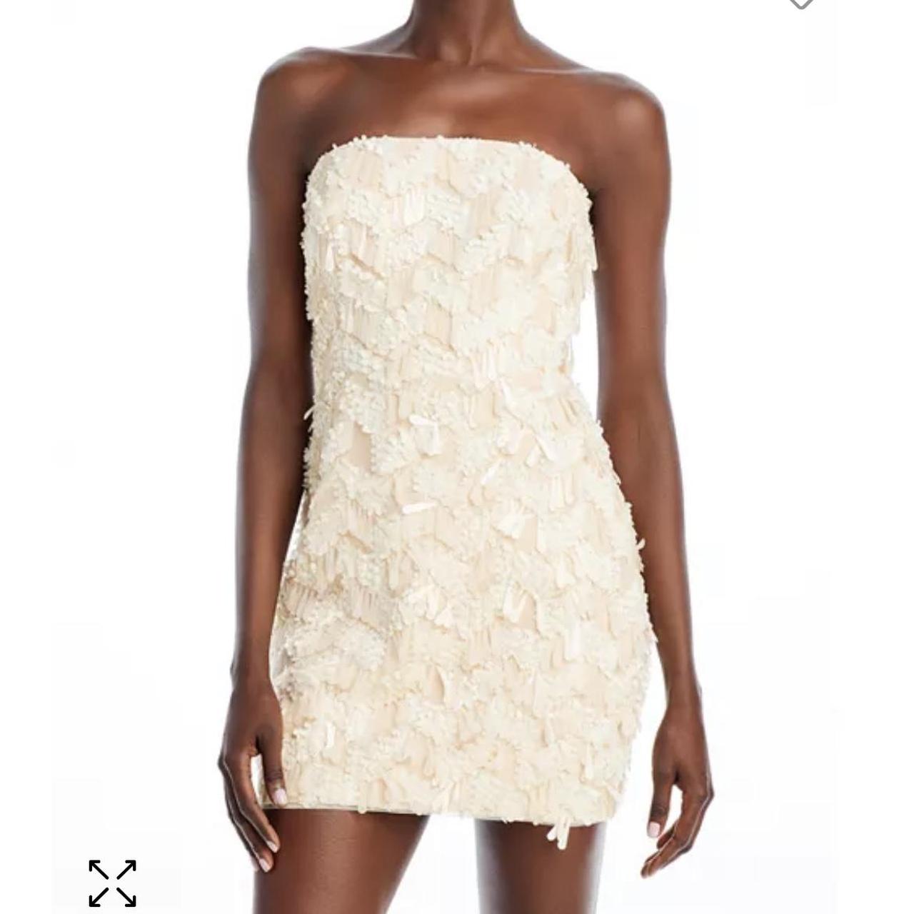 Detailed beaded mini cream dress, perfect for... - Depop