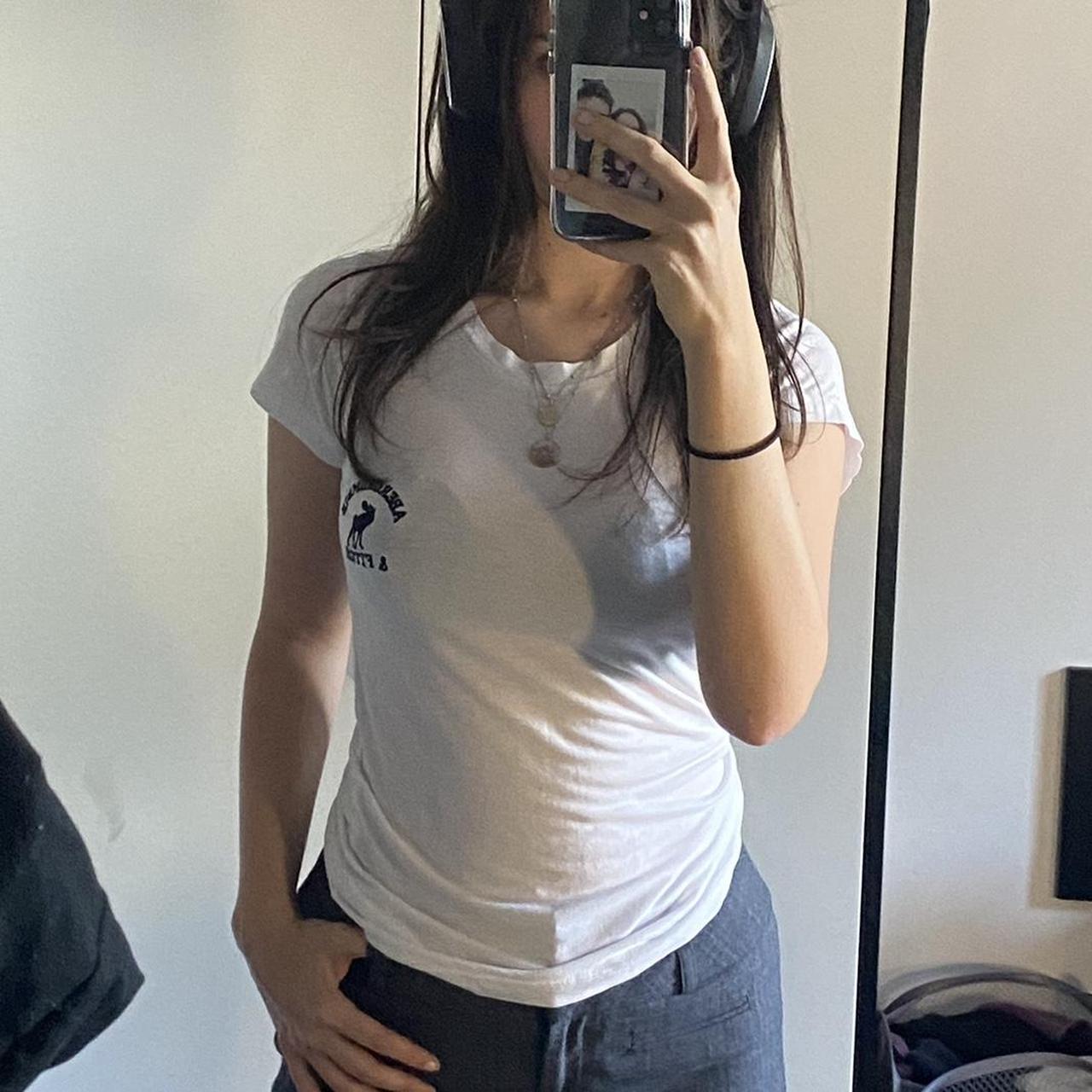 Abercrombie and Fitch basic white tee sheer ish... - Depop
