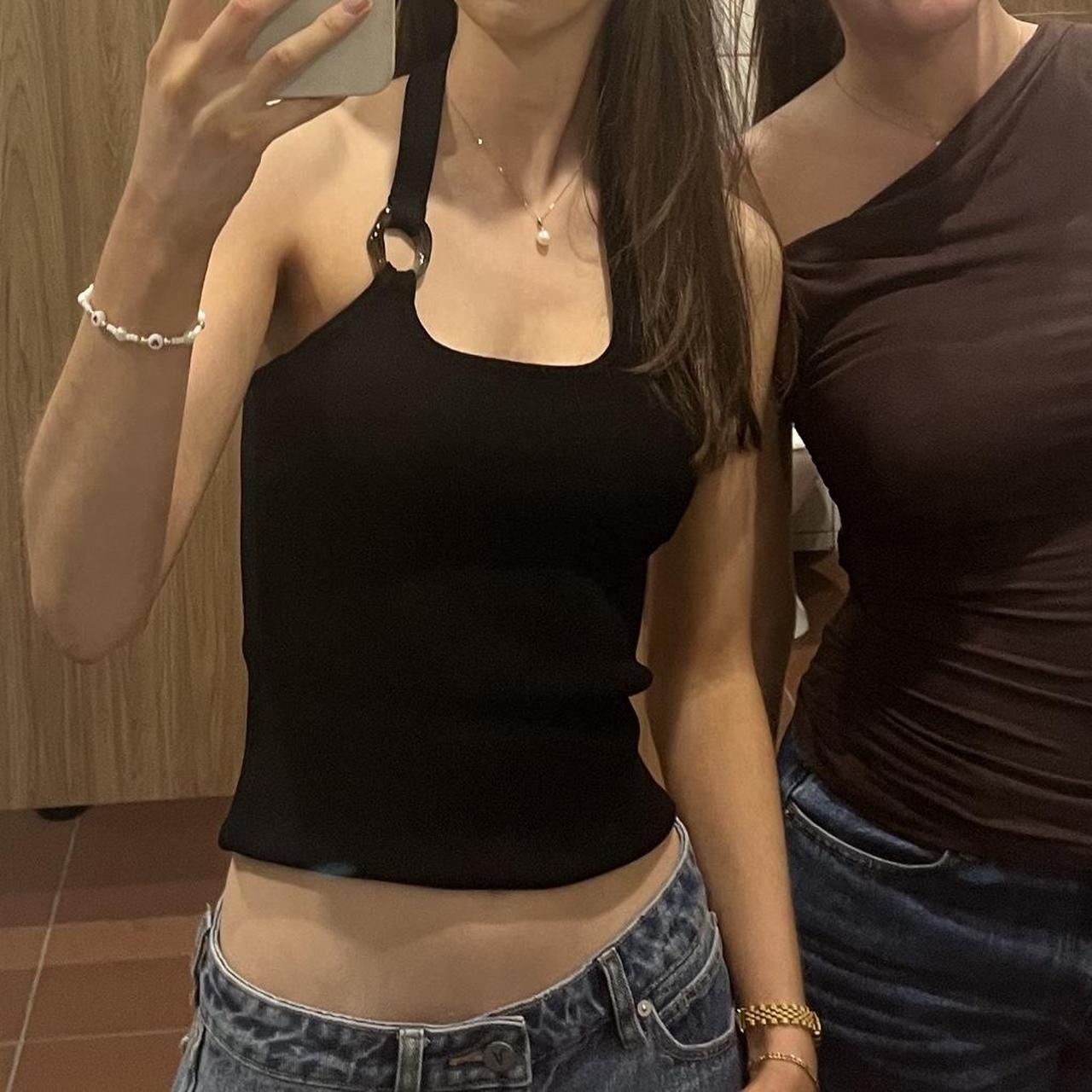 glassons tort ring detail halter top worn once,... | Depop