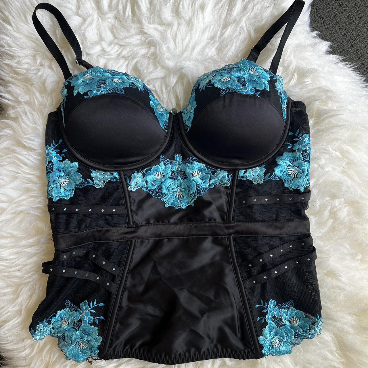 Vamp Corset - Sky Blue & Midnight Black 🦋 Size 10D... | Depop
