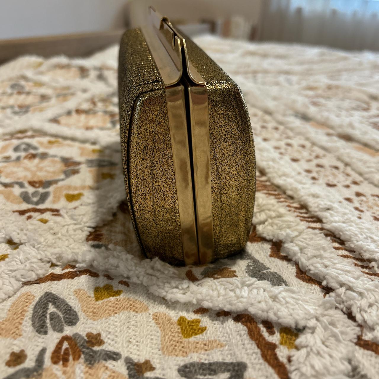 Zara Gold Clutch Comes with detachable gold chain.... - Depop