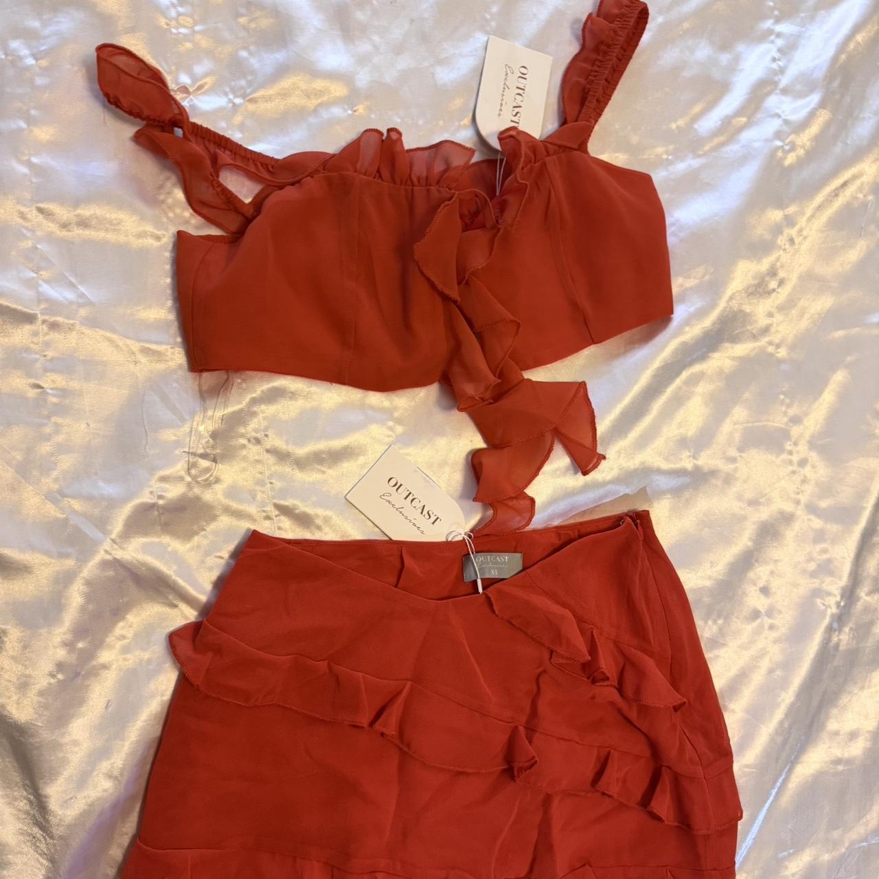 Outcast ruffle two piece set Top: M skirt:... | Depop