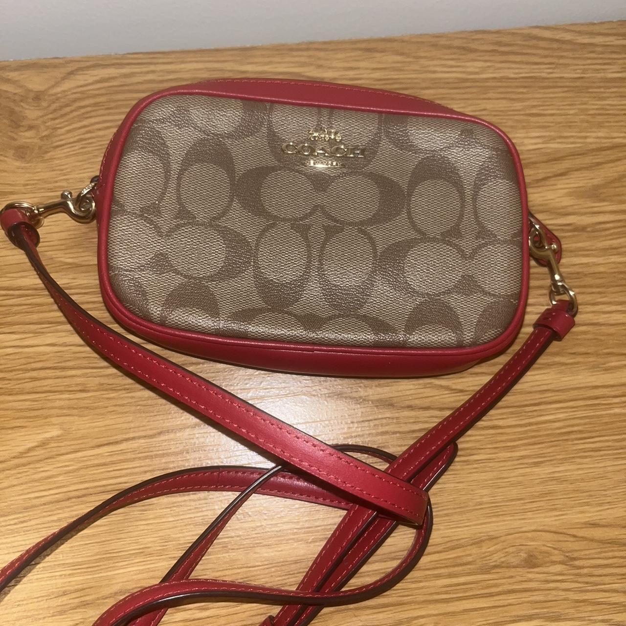 Coach Red Strap Bag used once or... - Depop