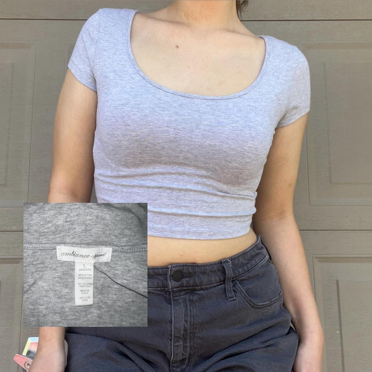 grey scoop neck crop top 🩶 this is a basic and... - Depop