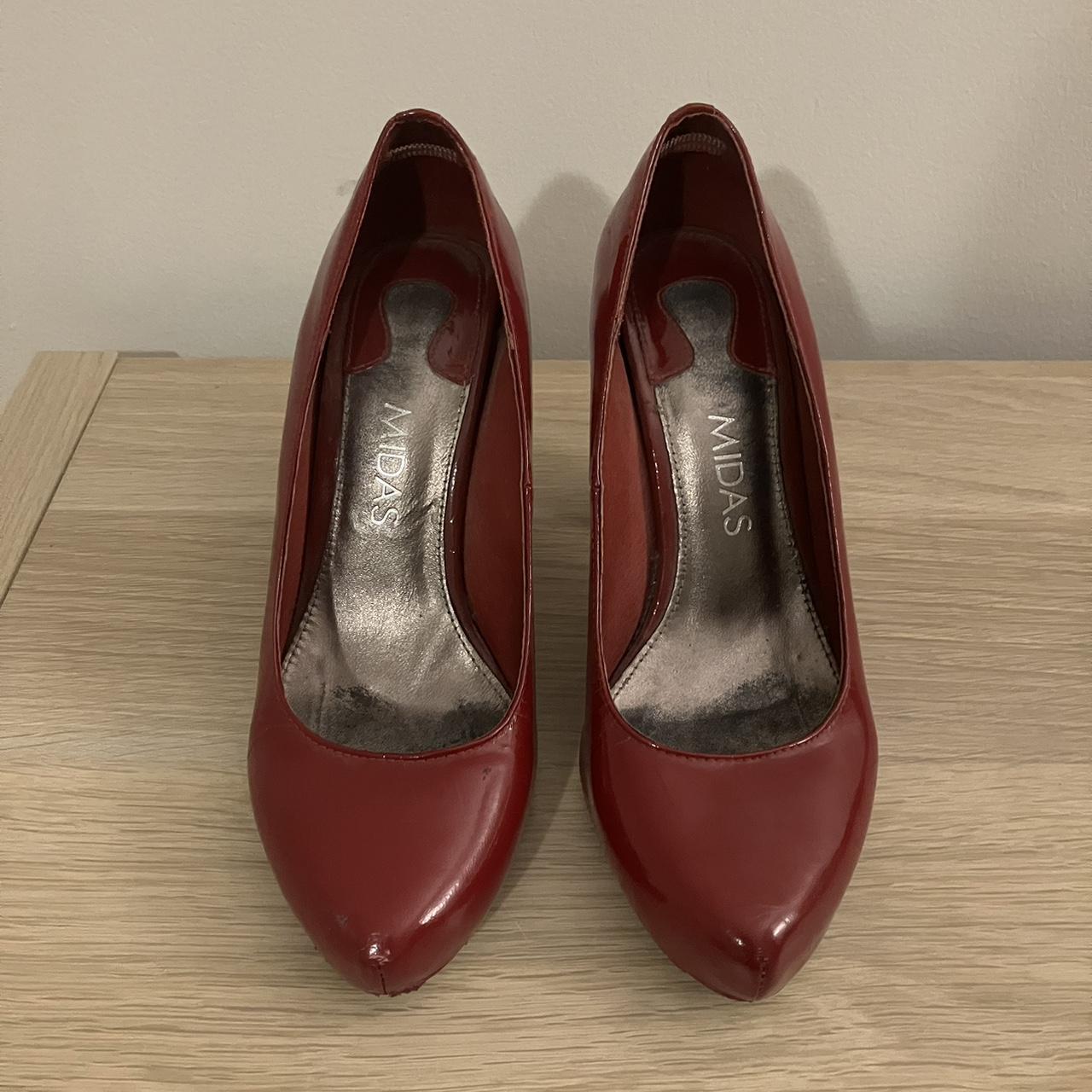 Midas red high heels - Size 38 - Pointed toe - Thick... - Depop