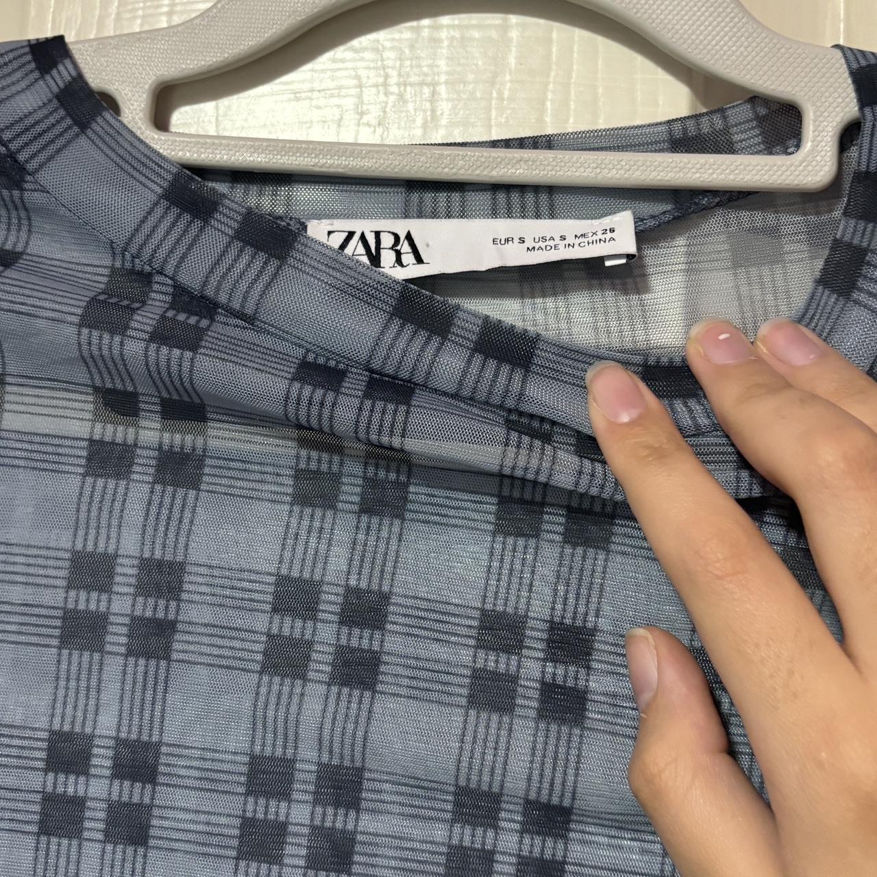 ZARA Sheer plaid top size small #alt #rave #zara #egirl - Depop