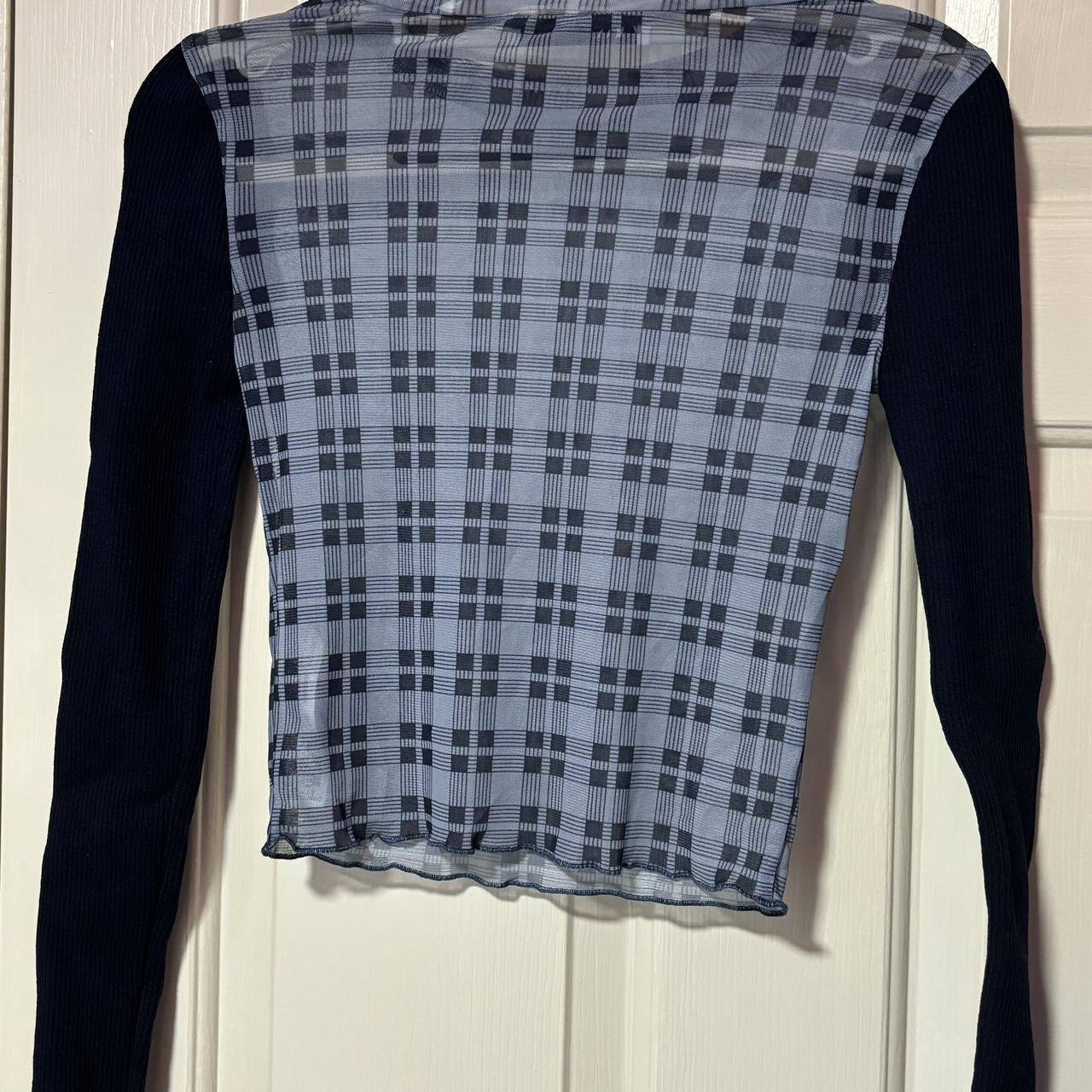 ZARA Sheer plaid top size small #alt #rave #zara #egirl - Depop