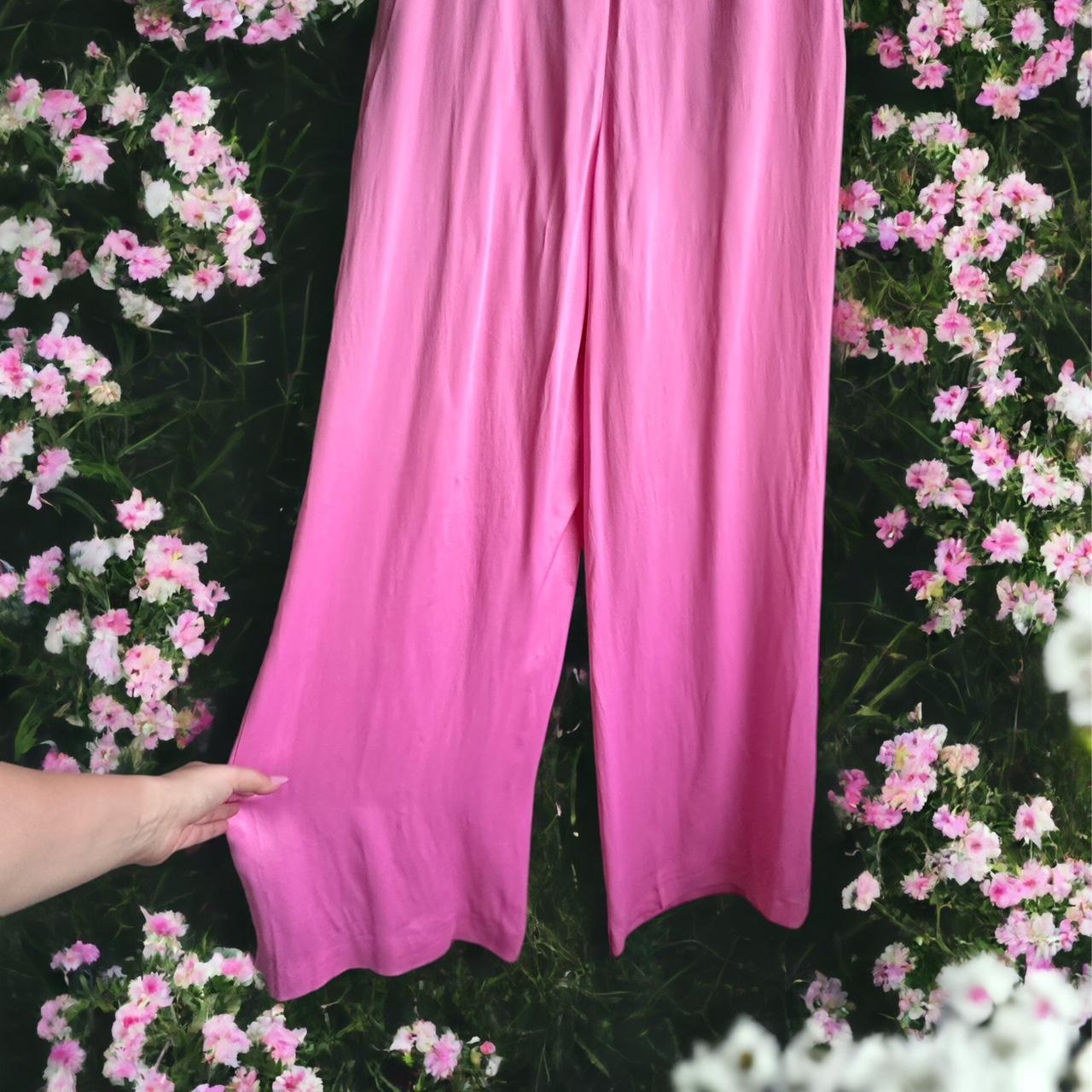 ZARA high waist satin pleated darts wide leg... - Depop