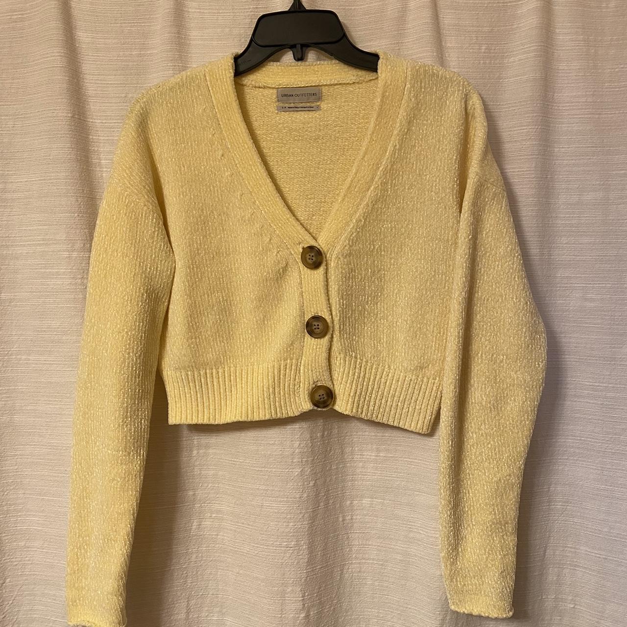 urban outfitters small baby yellow cropped cardigan,... - Depop