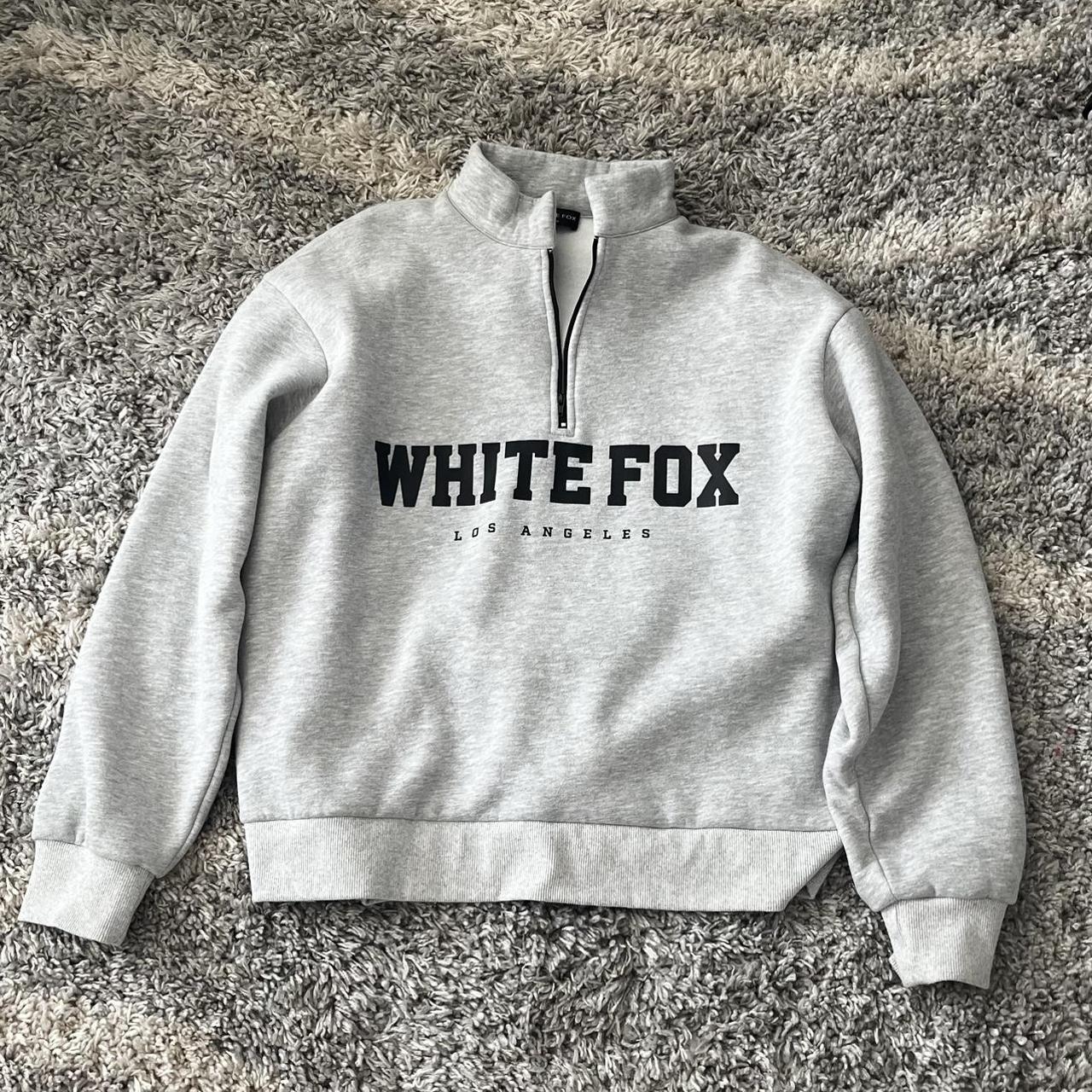 cozy white fox zip front sweater worn once so warm... - Depop