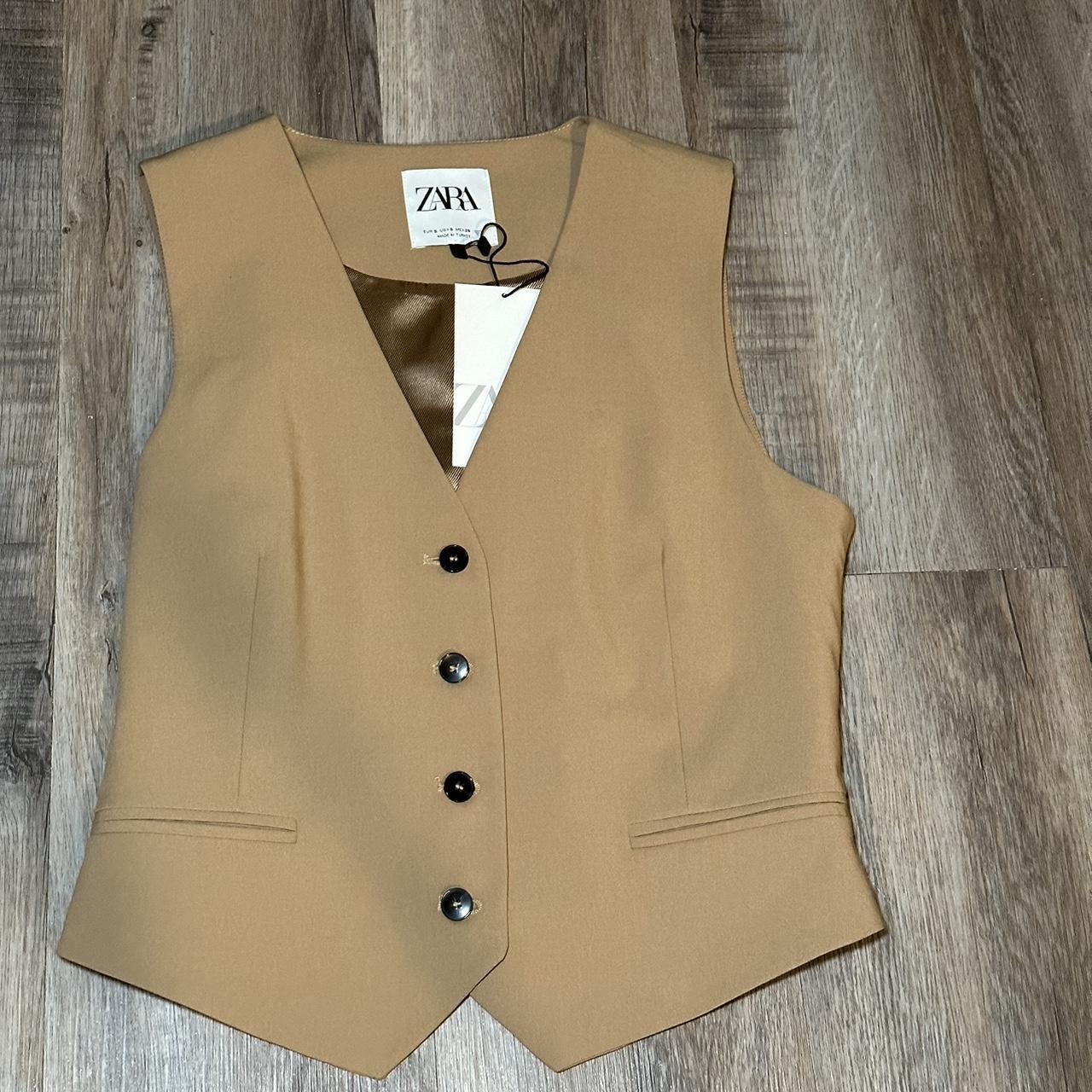 Zara - tan button up suit vest Never been worn!... - Depop