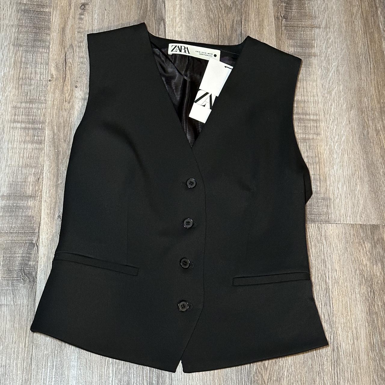 Zara - Black button up suit vest Never been worn!... - Depop