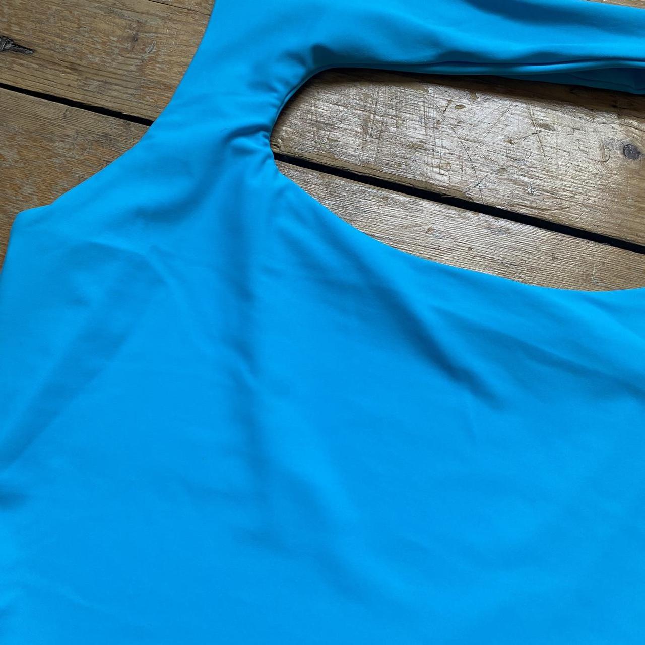 Blue cut out top Size medium Stretchy high neck - Depop