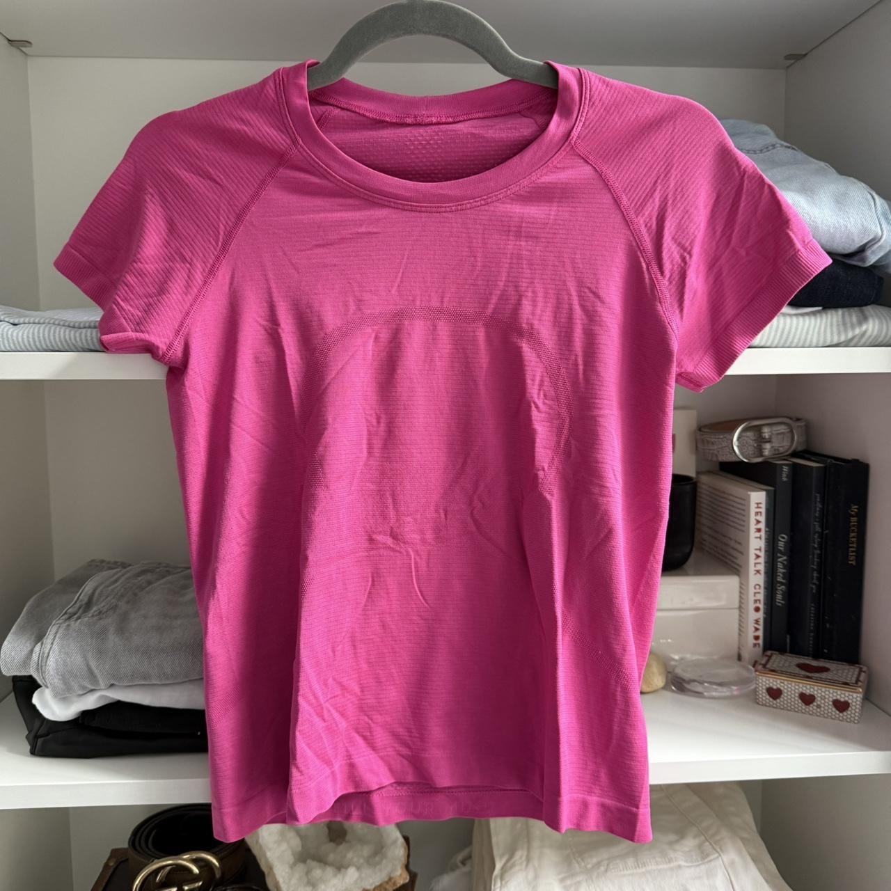 Lululemon hot pink swiftly tech short sleeve fitted... | Depop