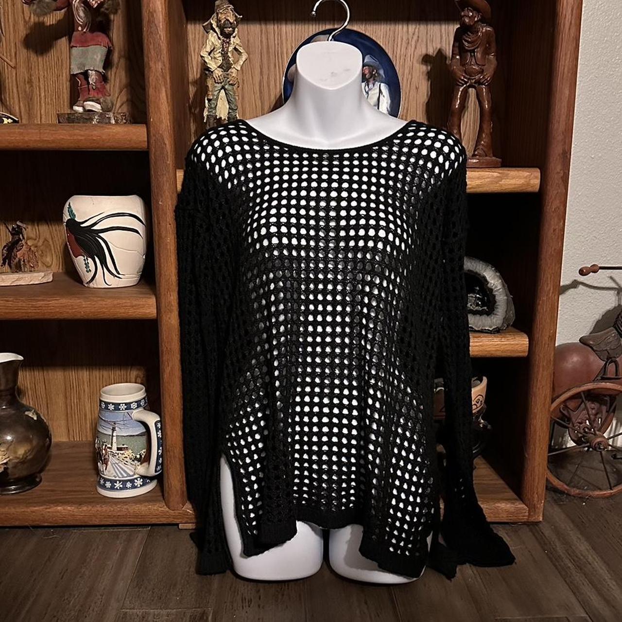black holey shirt, perfect for layering - Depop