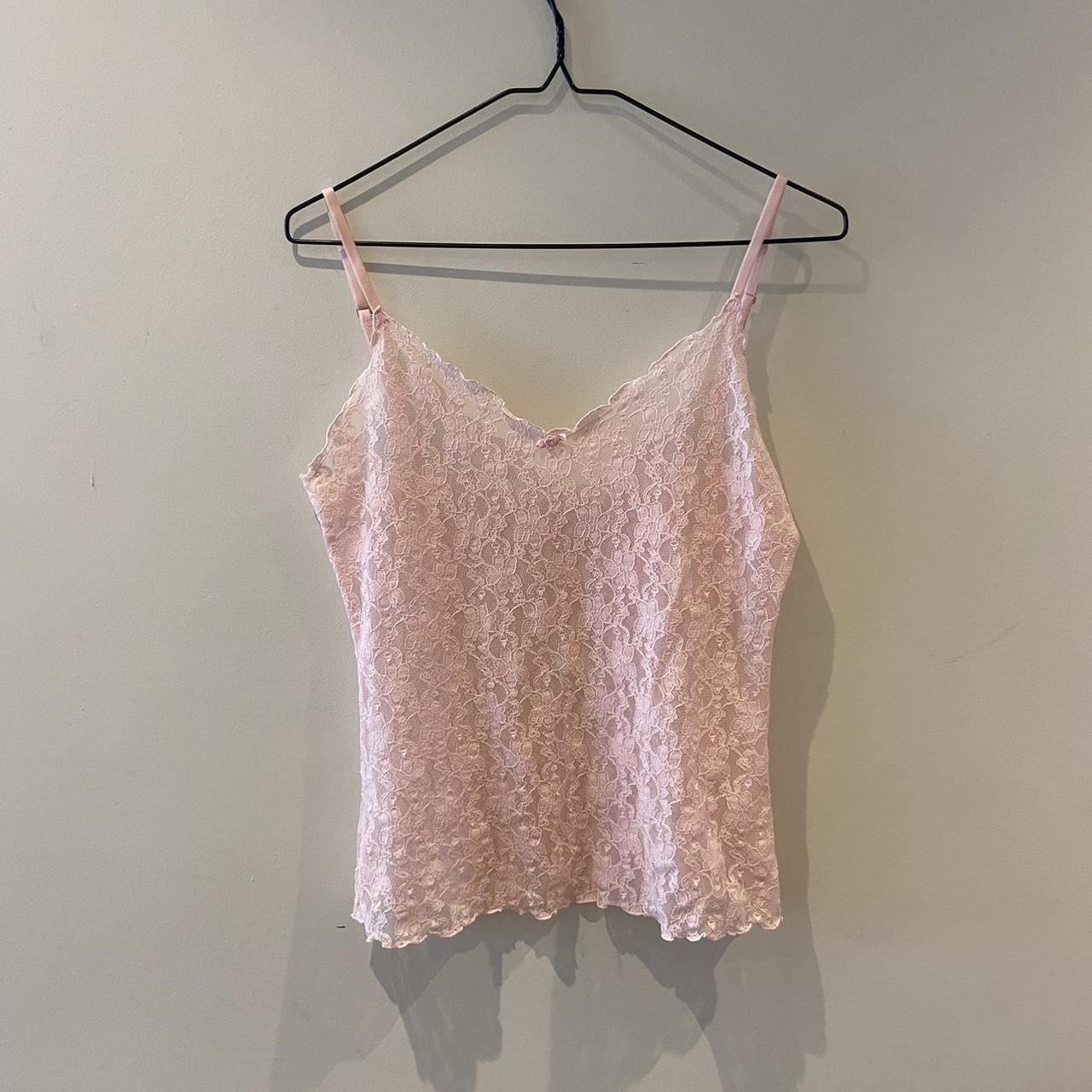 Pretty lace singlet top with rose on centre front!... - Depop