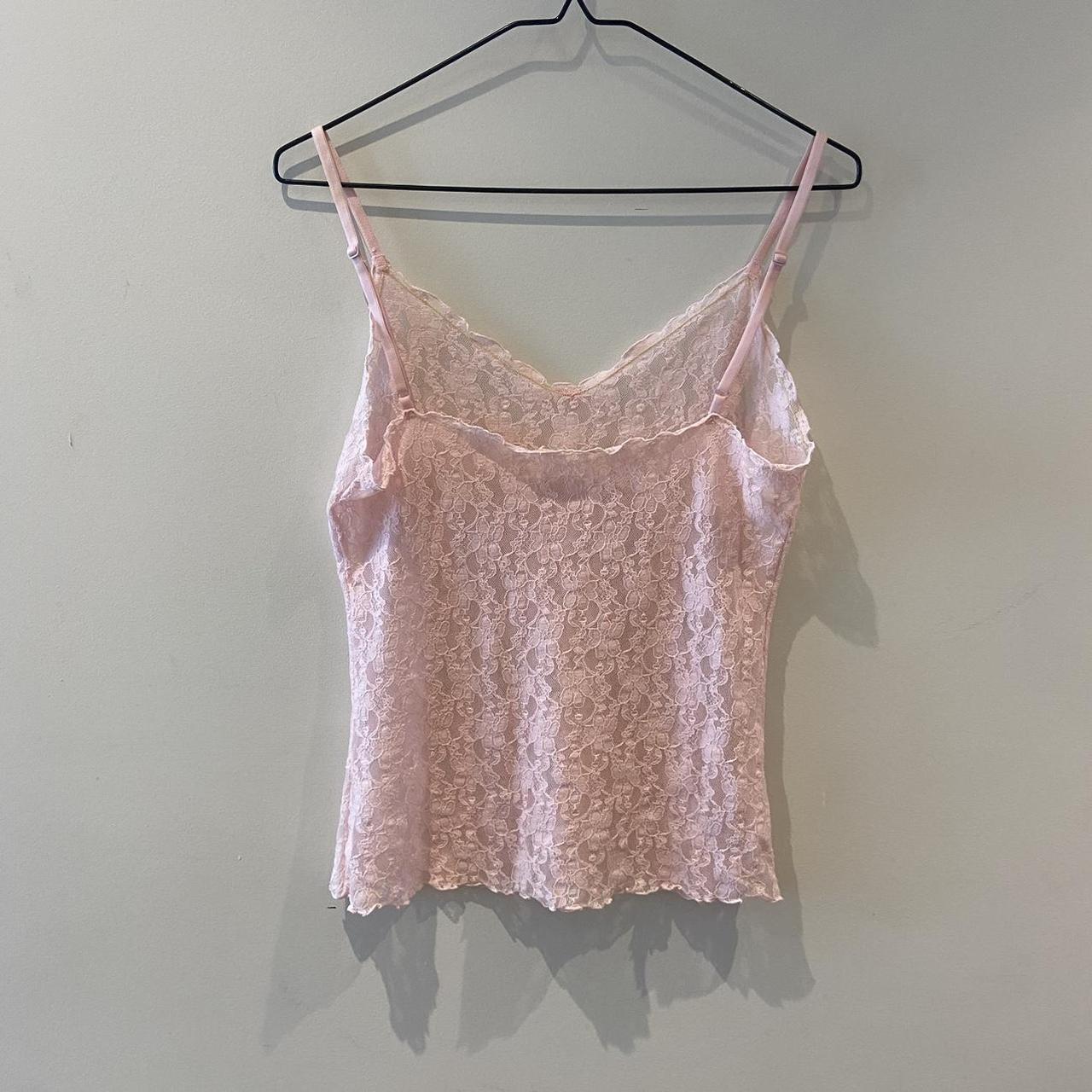 Pretty lace singlet top with rose on centre front!... - Depop