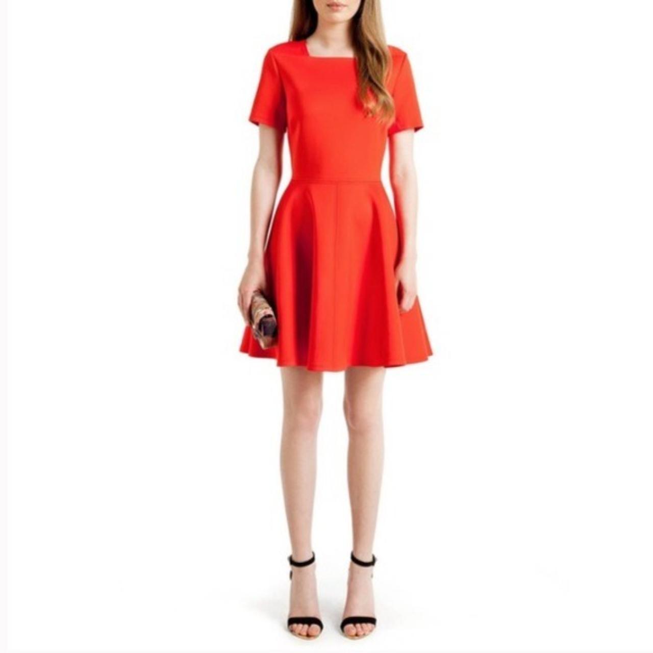 Ted Baker Women's Red and Gold Dress | Depop