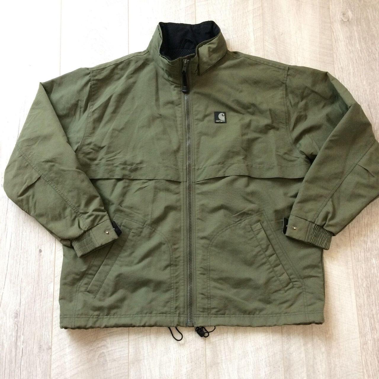 Carhartt 14806 Green Canvas coat With Tuck away Hood... - Depop