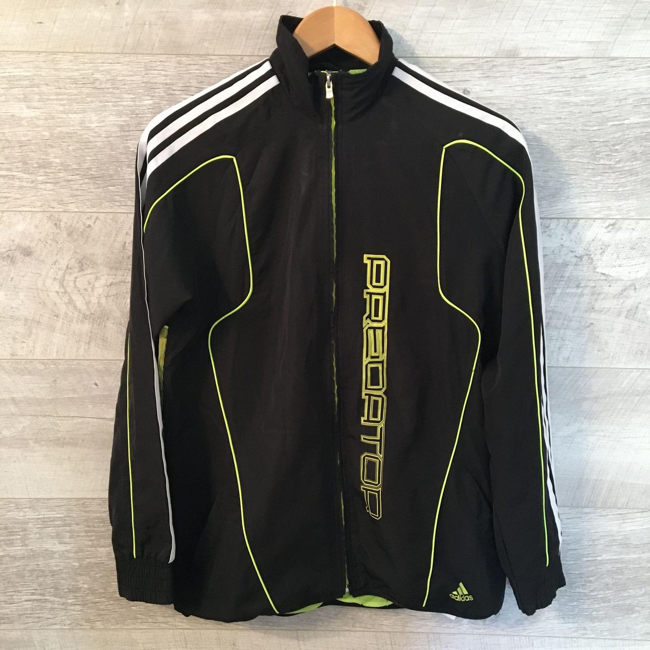 Adidas predator black and green tracksuit top youth... - Depop