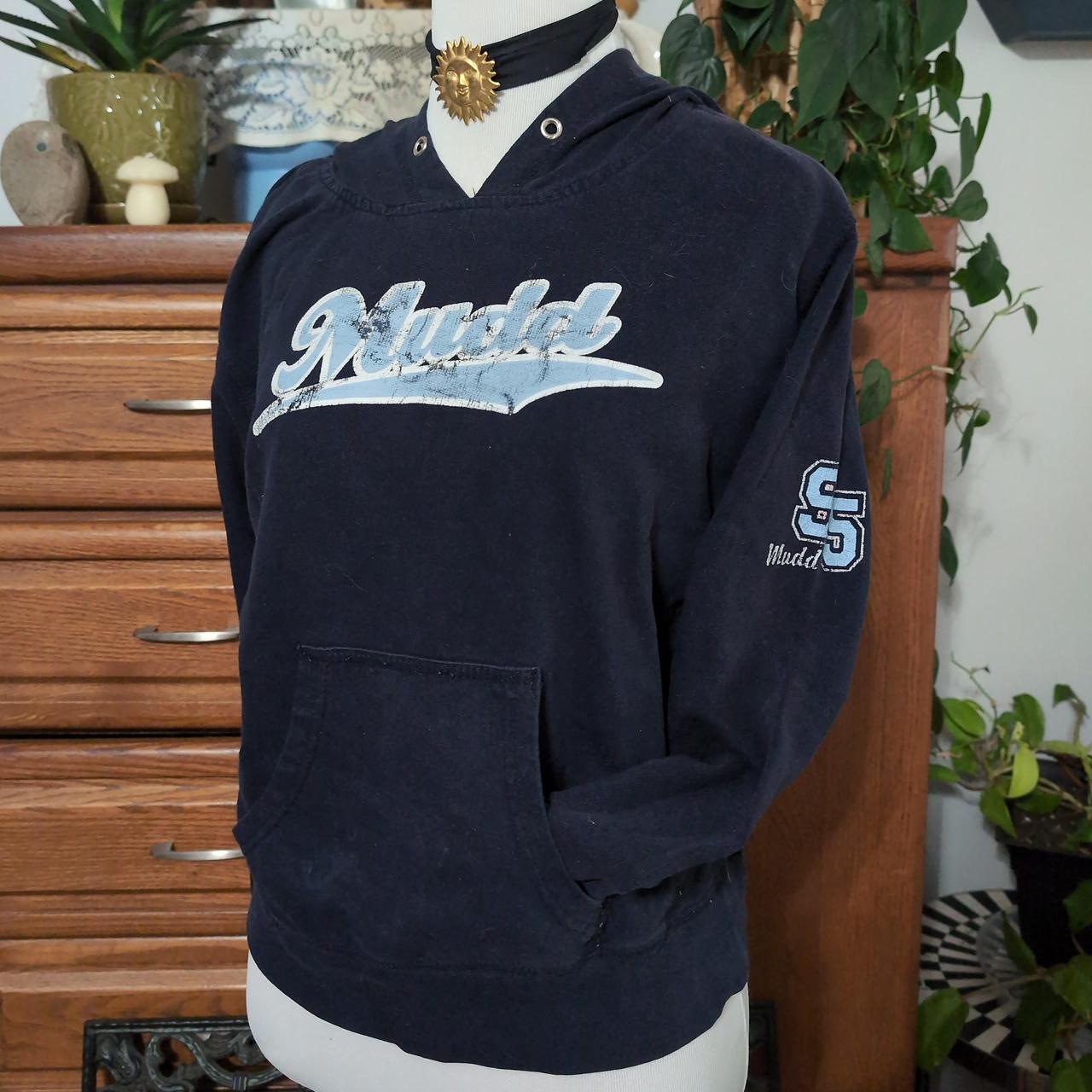 Mudd navy blue miny crop hoodie sweatshirt. Very... - Depop