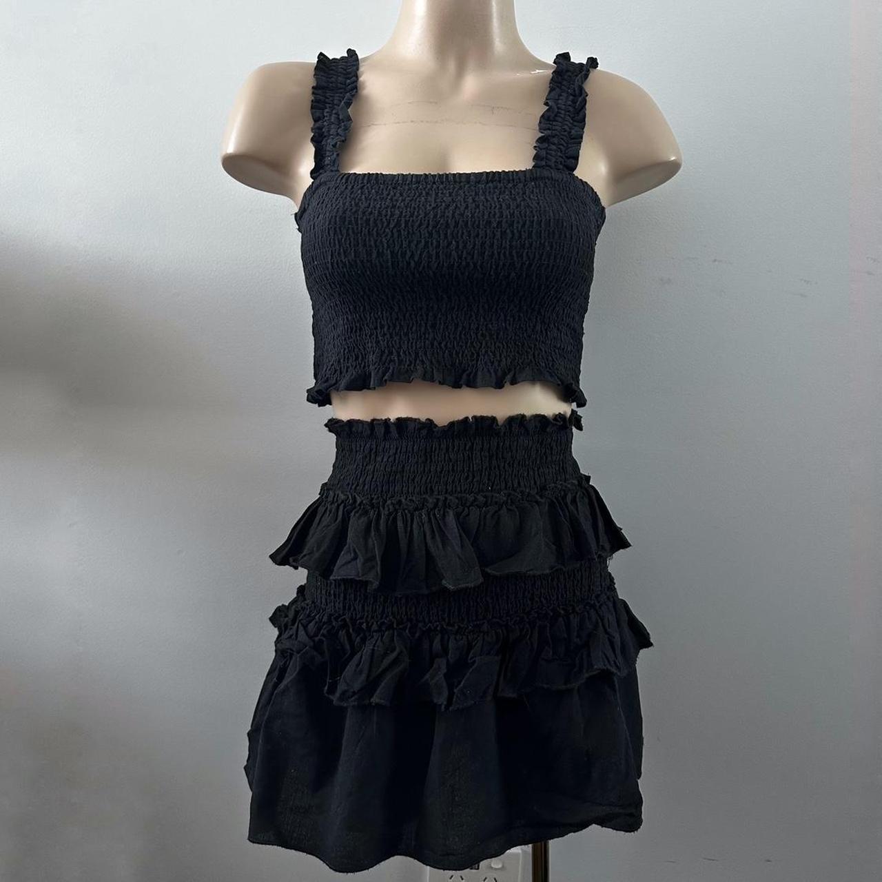 Cotton On Black ruffle two piece set Both size M-... - Depop