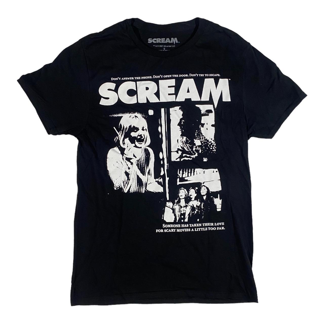 Y2K Scream (1996) T-Shirt Black and white Size... - Depop