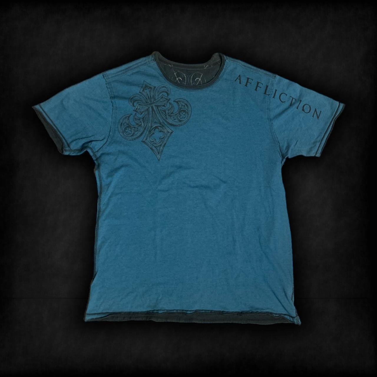 Reversible Affliction blue + black tshirt. Great... - Depop