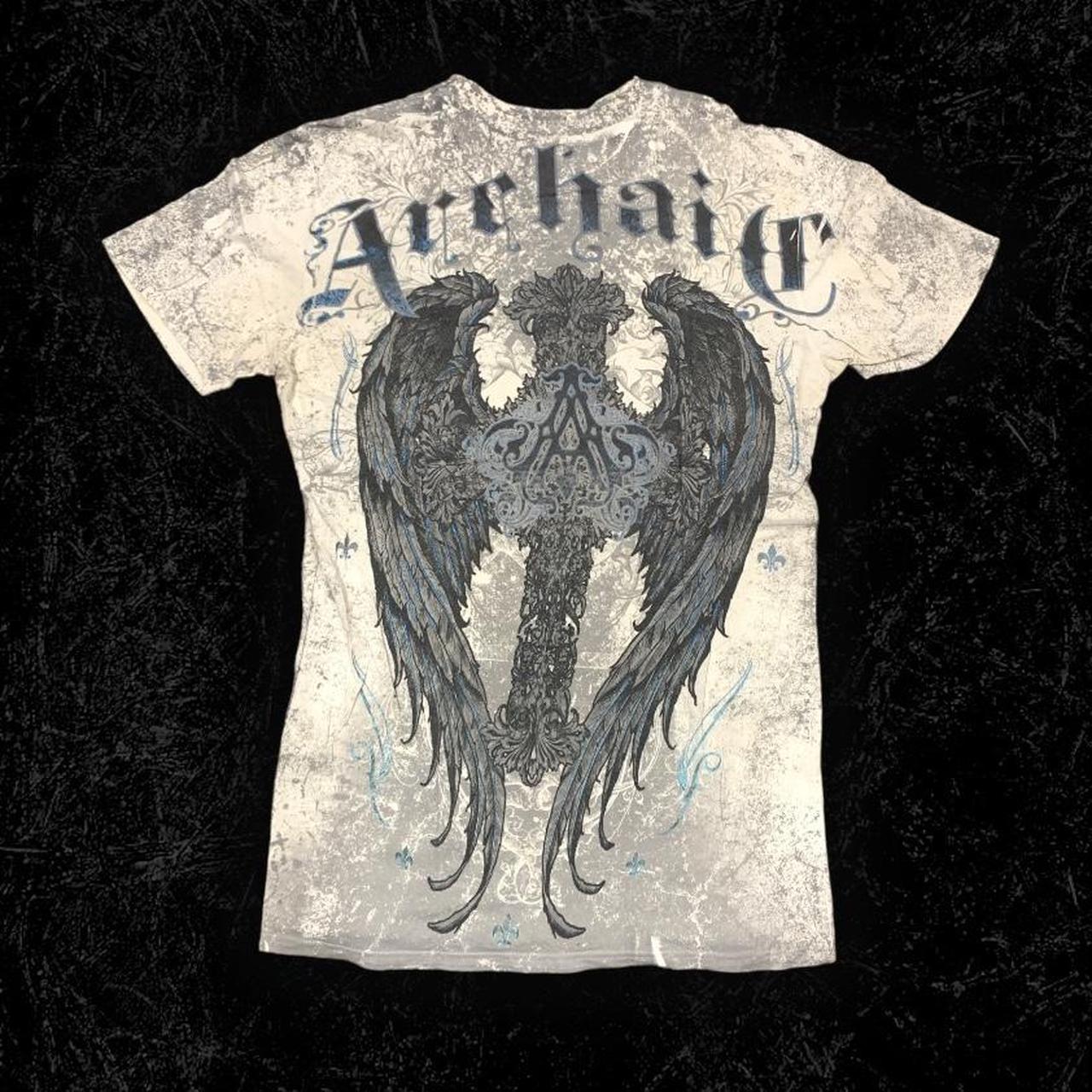 Archaic by affliction white wing tshirt Size :... - Depop