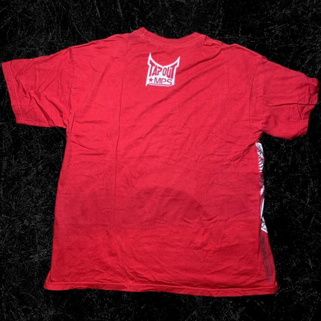 Tapout red + white 3-d skull tshirt. Fire print,... - Depop