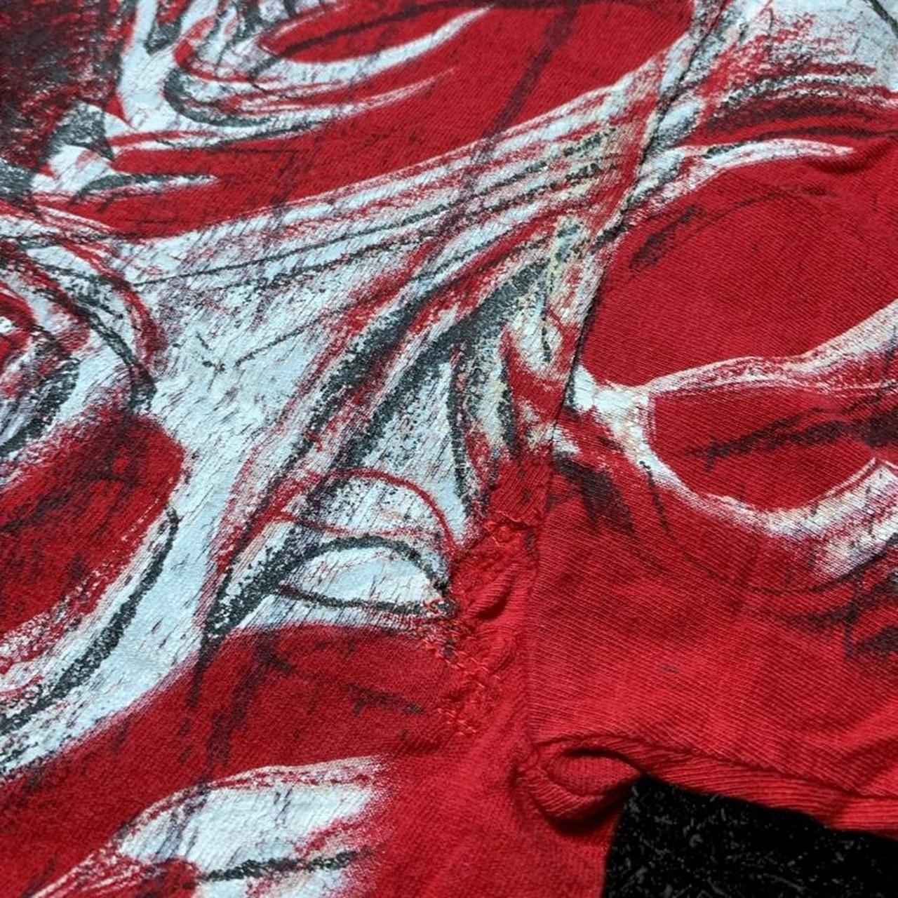 Tapout red + white 3-d skull tshirt. Fire print,... - Depop