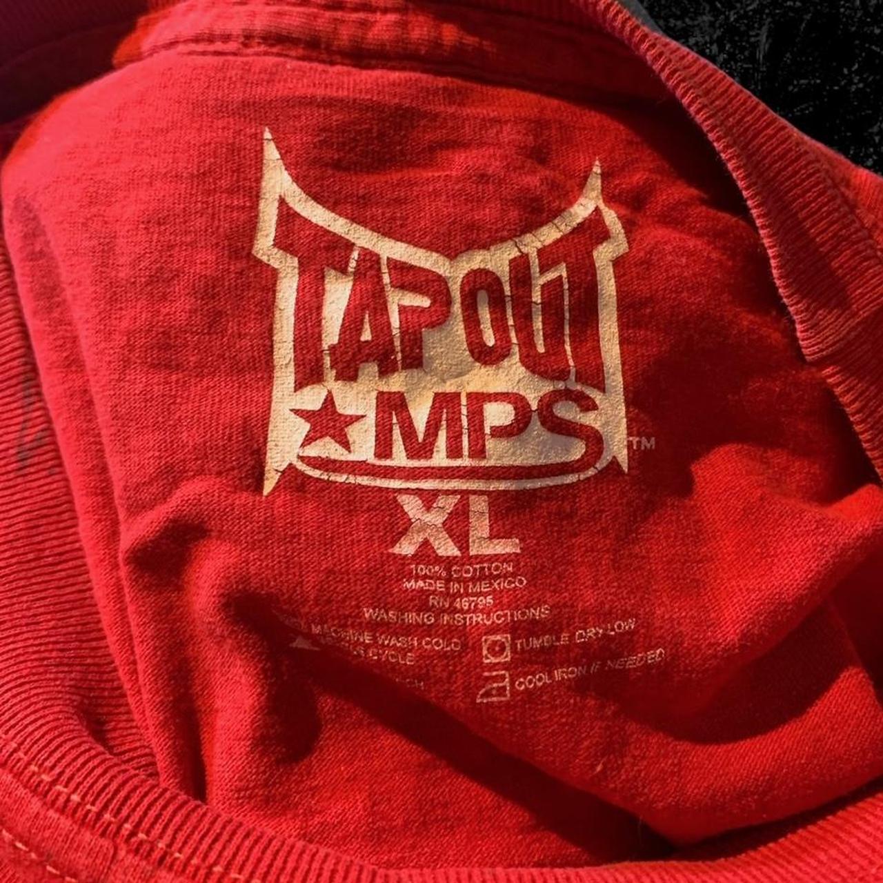 Tapout red + white 3-d skull tshirt. Fire print,... - Depop