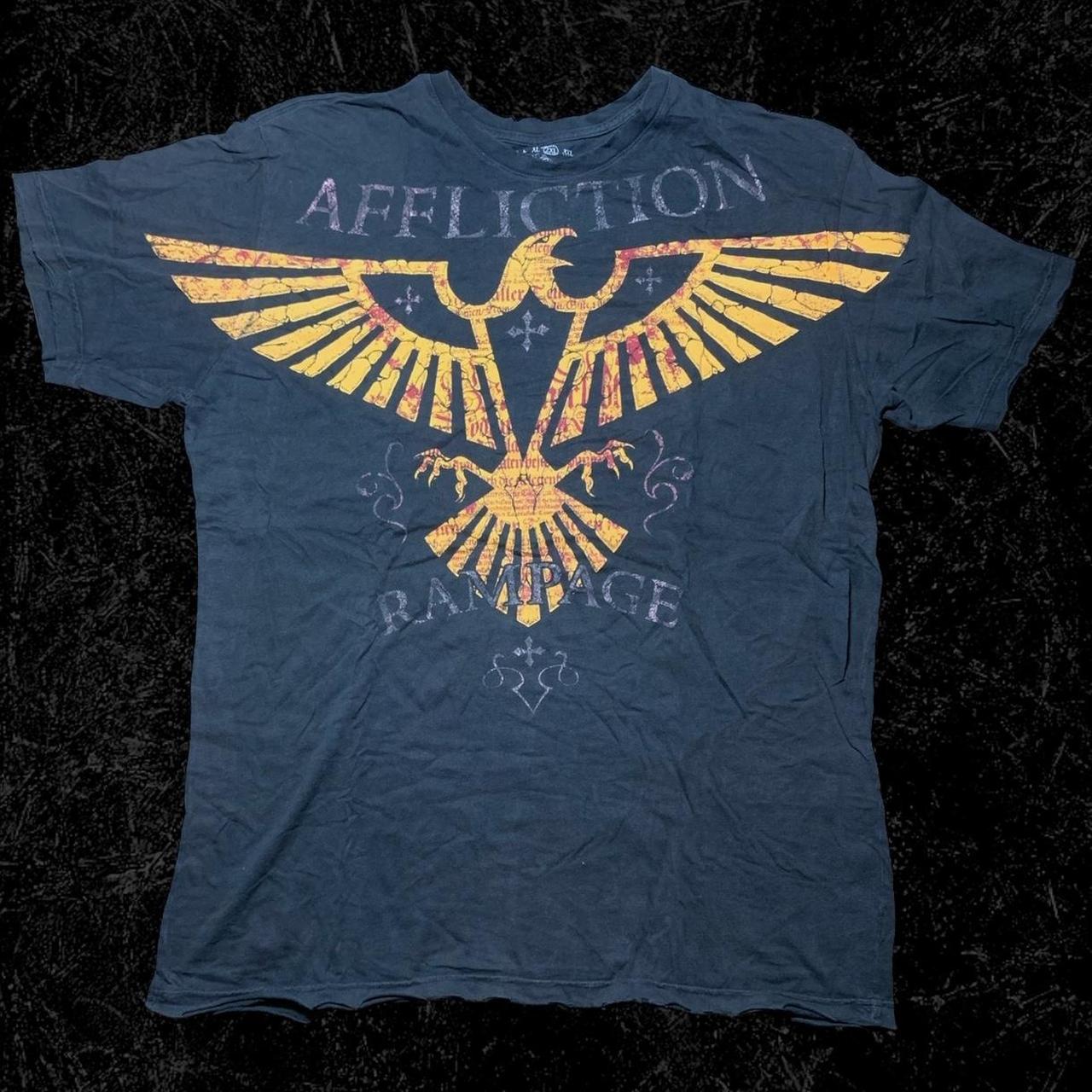 Affliction Rampage Jackson black + yellow tshirt.... - Depop