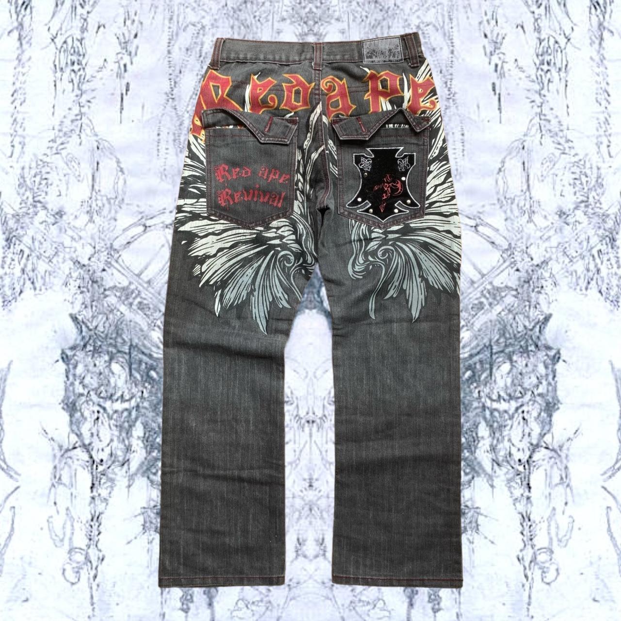 Red Ape revival grey + red wing jeans. Insane piece,... - Depop