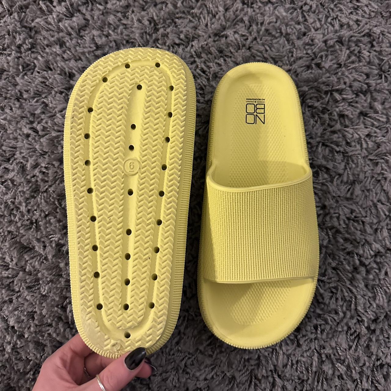 Yellow slides Like new Size 6 women’s #slides... - Depop